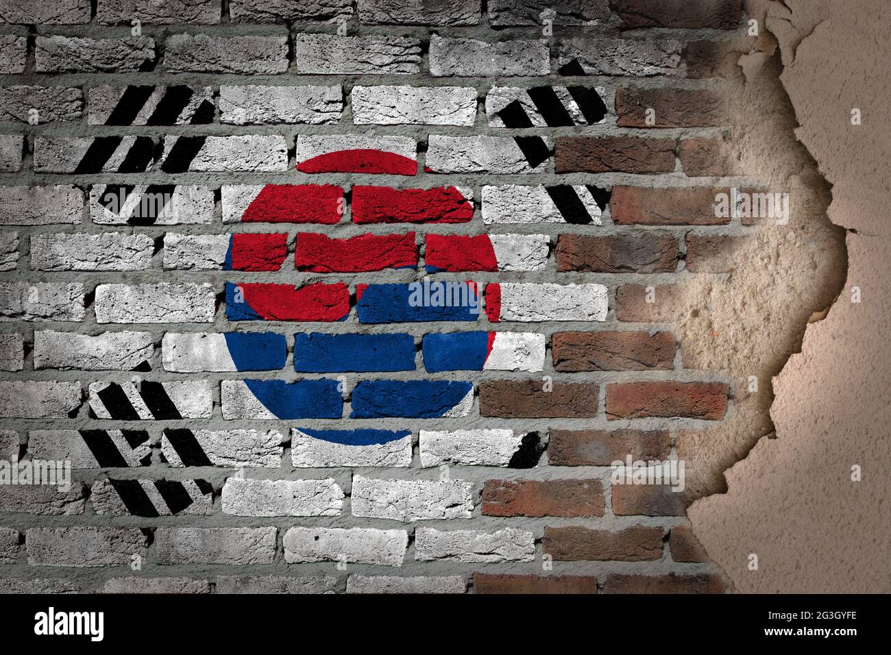 Dark brick wall with plaster - South Korea Stock Photo - Alamy