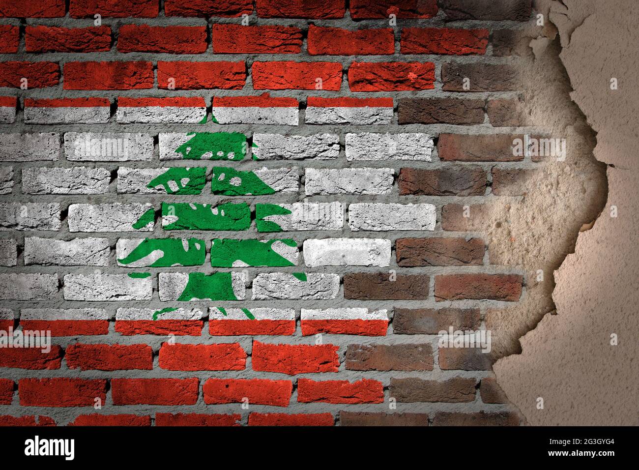 Dark brick wall with plaster - Lebanon Stock Photo - Alamy