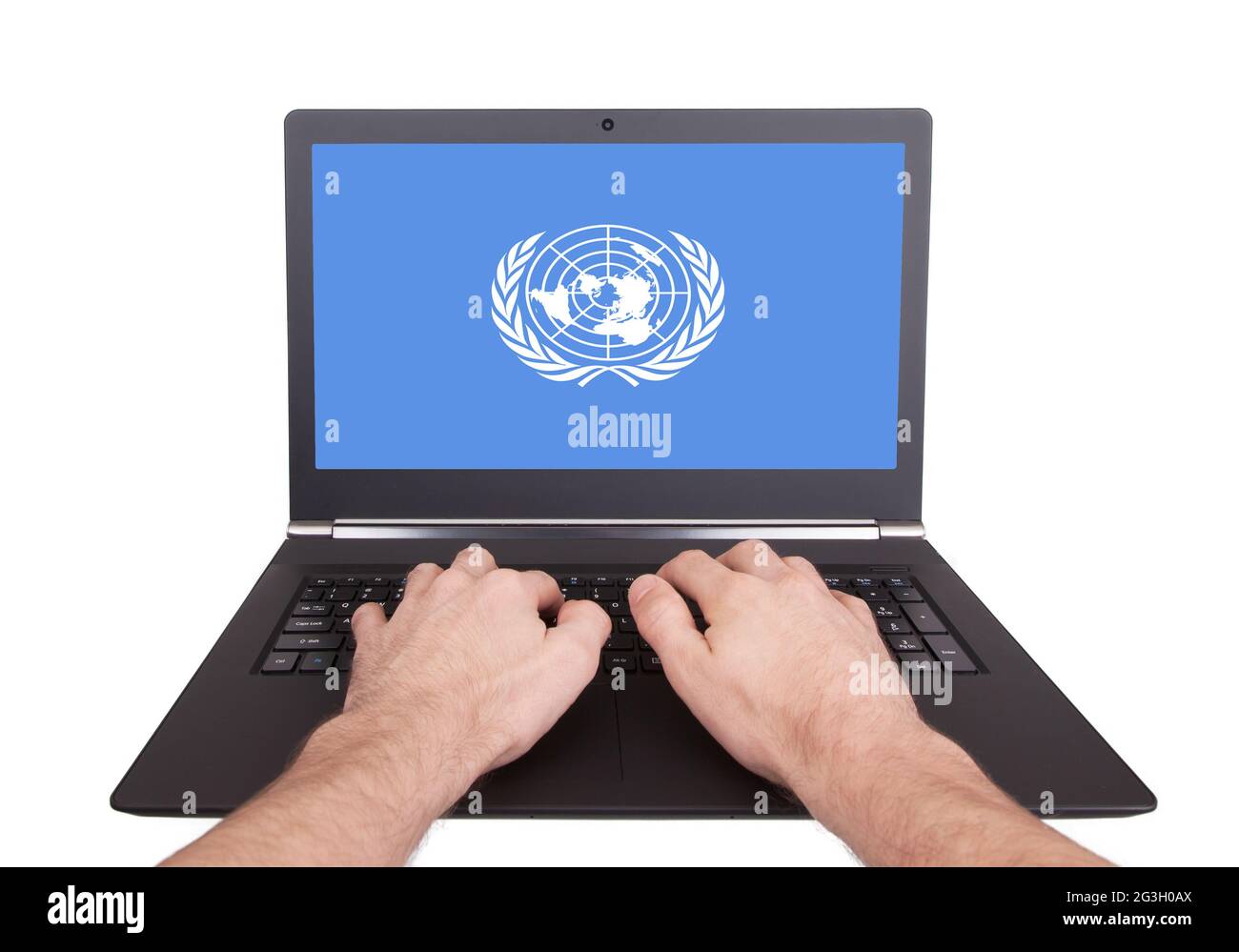 United nations flag hand Cut Out Stock Images & Pictures - Alamy