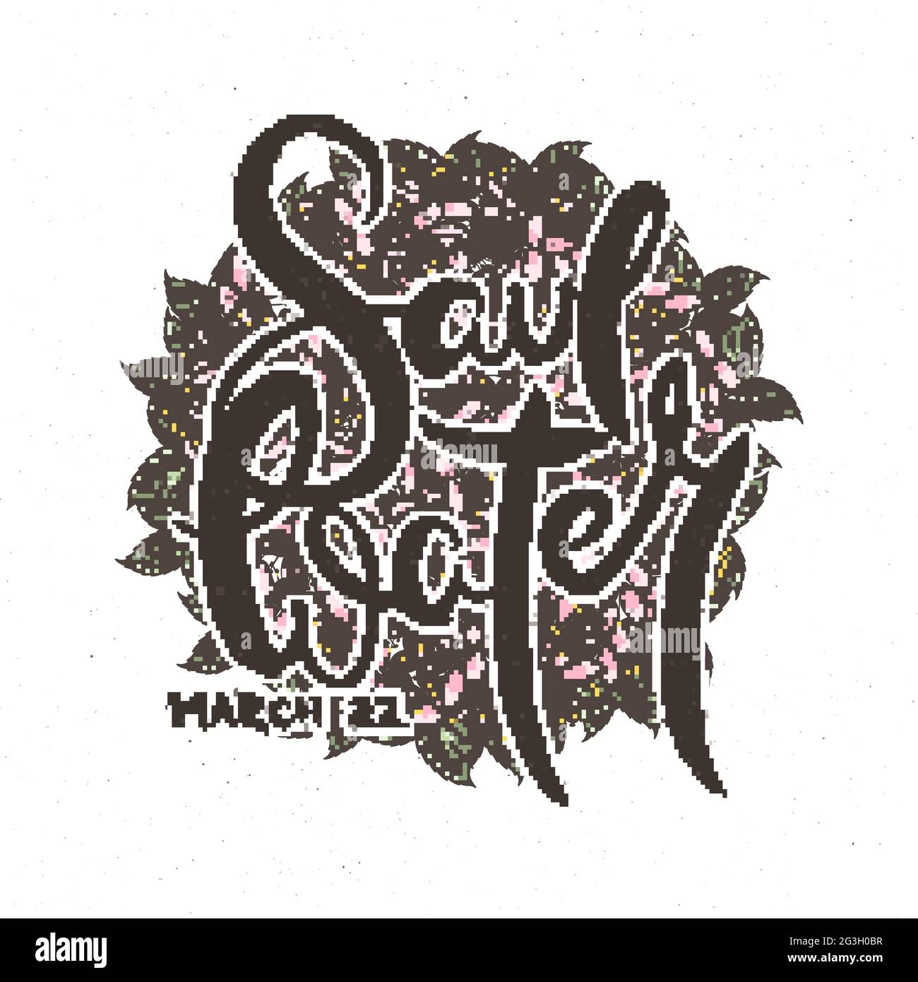 Save Water. Hand lettering grunge card with flower background ...