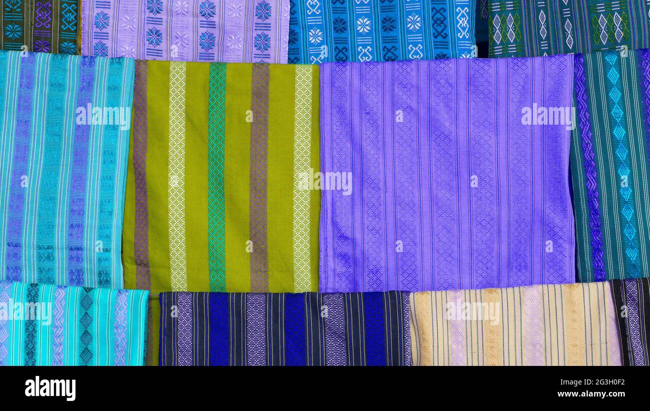 Silk scarfs on display in a silk factory Stock Photo - Alamy