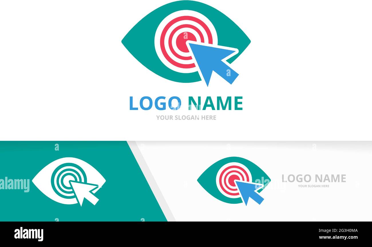 Vector eye and cursor logo combination. Unique click logotype design ...
