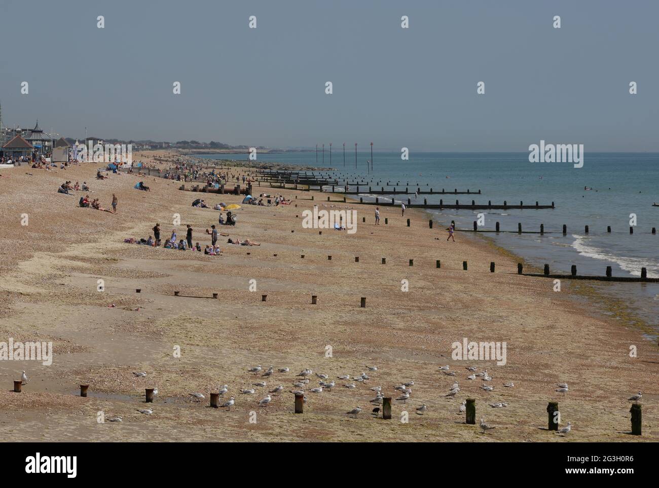 People seen on the beach of Bognor Regis, during a warm and sunny day ...