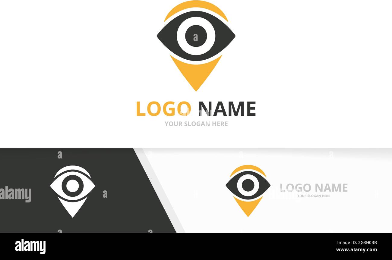 Vector eye and map pointer logo combination. Unique vision logotype ...