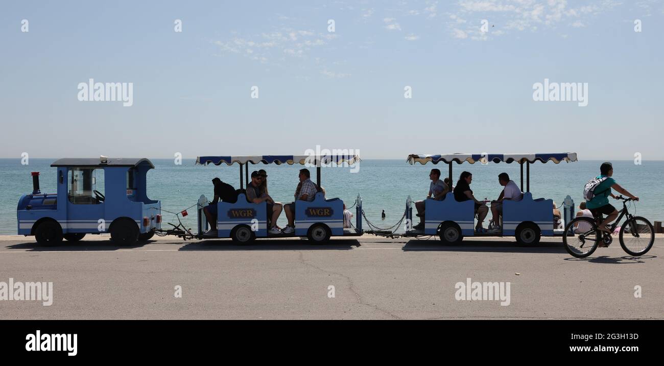 People seen on the beach of Bognor Regis, during a warm and sunny day ...