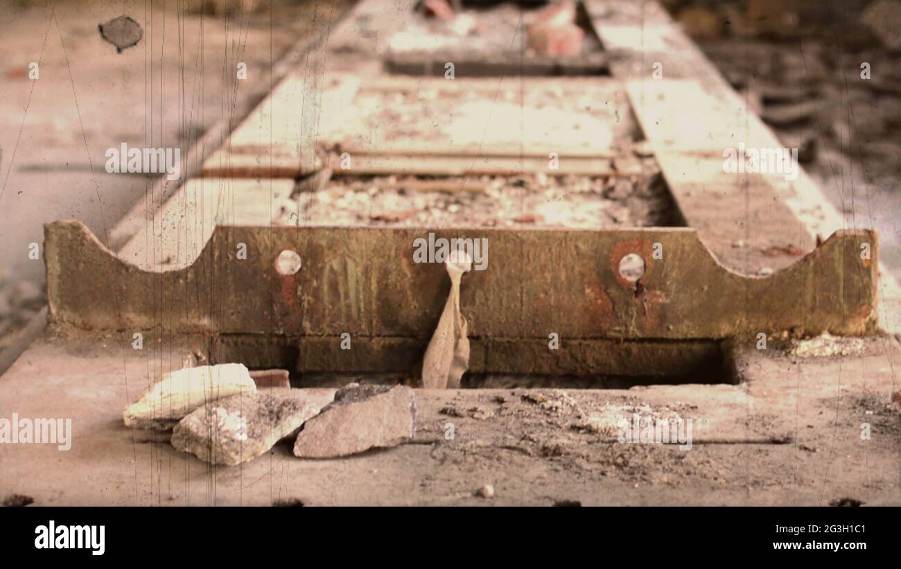 Ruined old oil tanks holder hi-res stock photography and images - Alamy