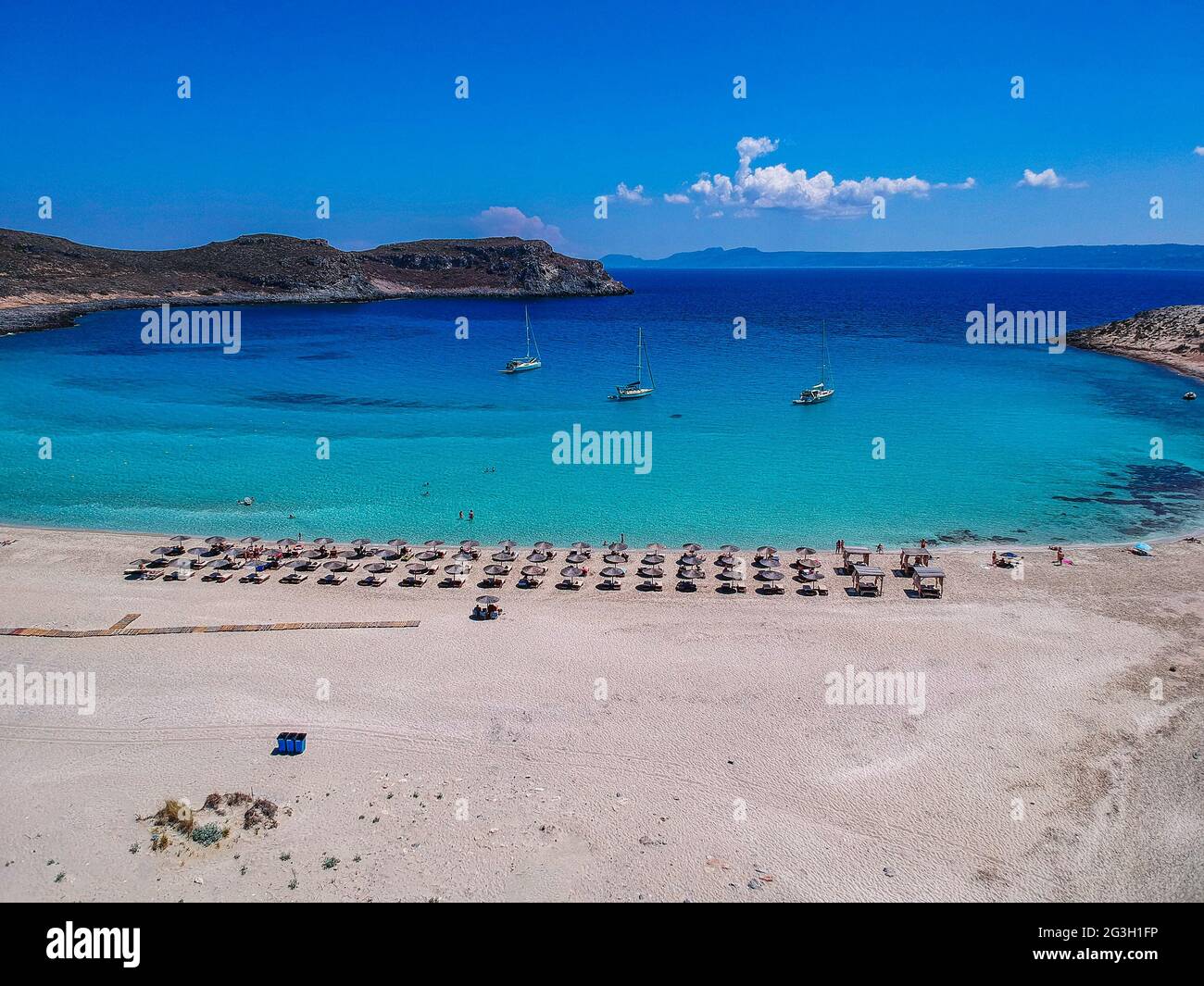 Aerial view of Simos beach in Elafonisos island in Greece. Elafonisos ...