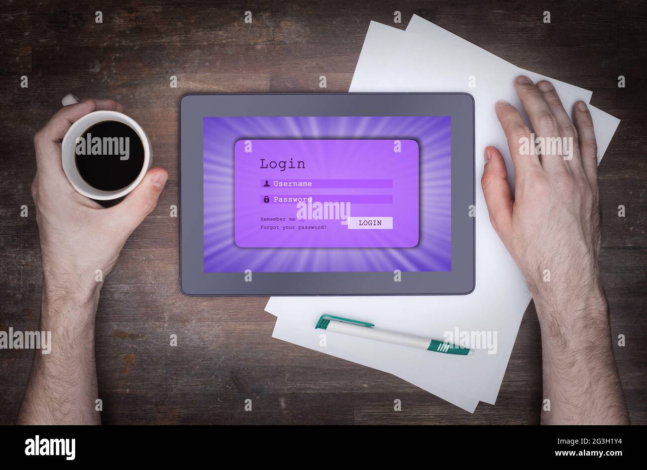 Login interface on tablet - username and password Stock Photo - Alamy