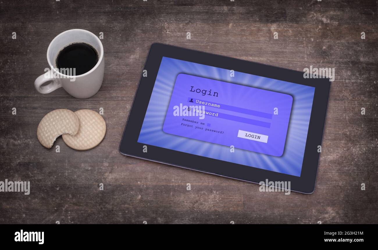Login interface on tablet - username and password Stock Photo - Alamy