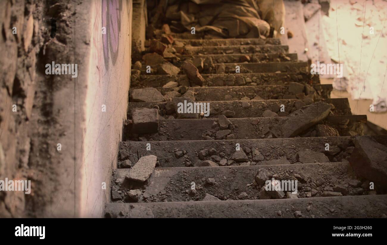 Ruined Stairs Destroyed And Abandoned Stock Photo - Alamy