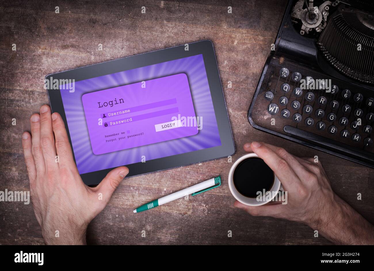 Login interface on tablet - username and password Stock Photo - Alamy
