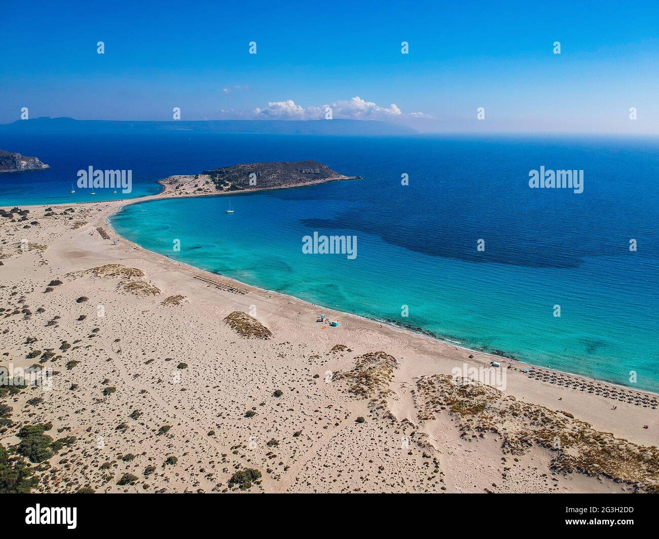 Aerial view of Simos beach in Elafonisos island in Greece. Elafonisos ...