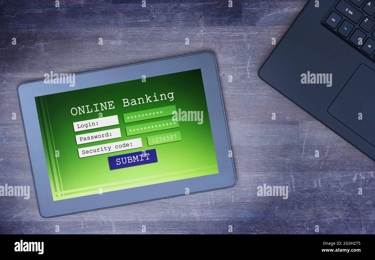 Online banking on a tablet Stock Photo - Alamy