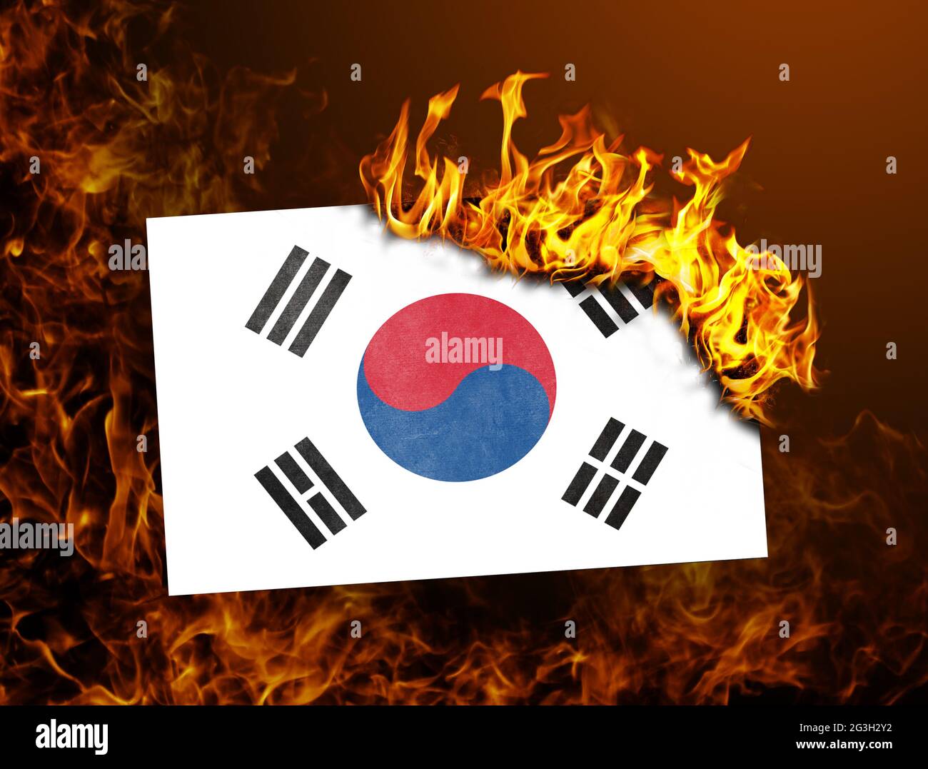 Flag burning - South Korea Stock Photo - Alamy