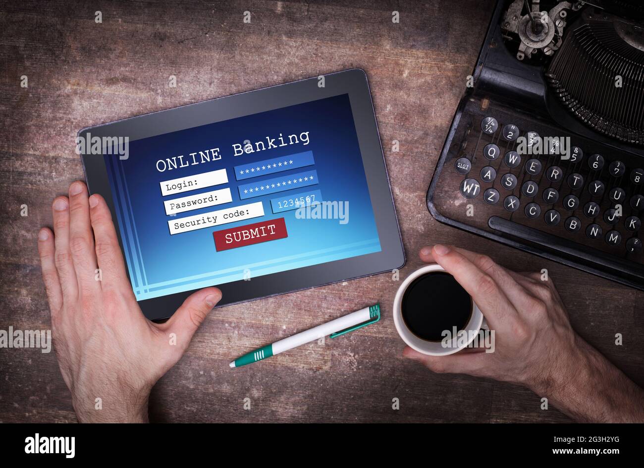 Online banking on a tablet Stock Photo - Alamy