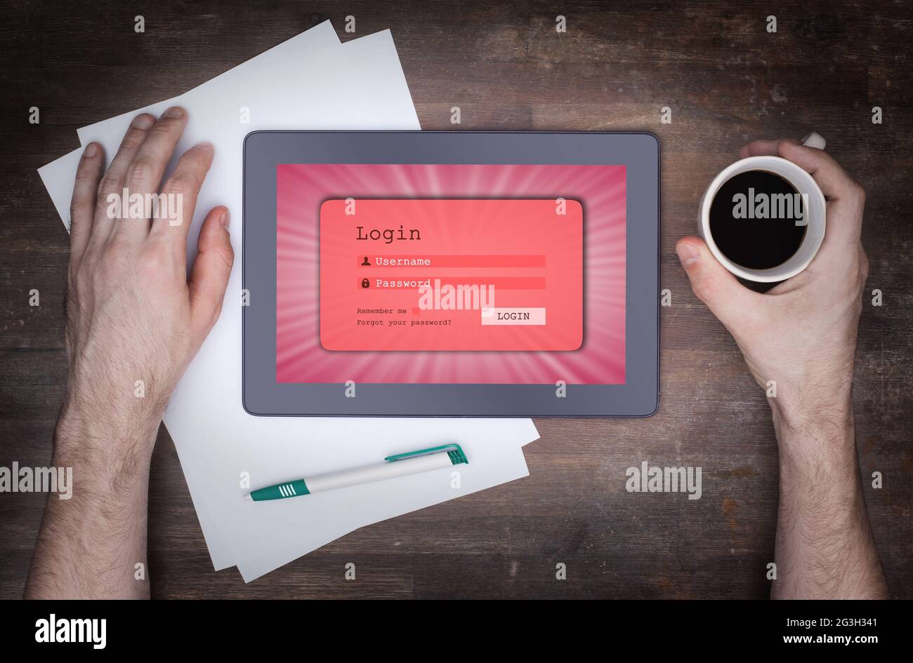 Login interface on tablet - username and password Stock Photo - Alamy