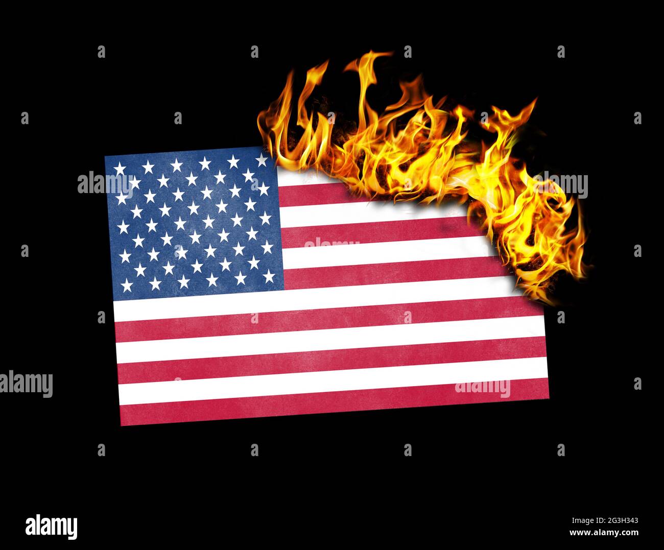 Flag burning - USA Stock Photo - Alamy