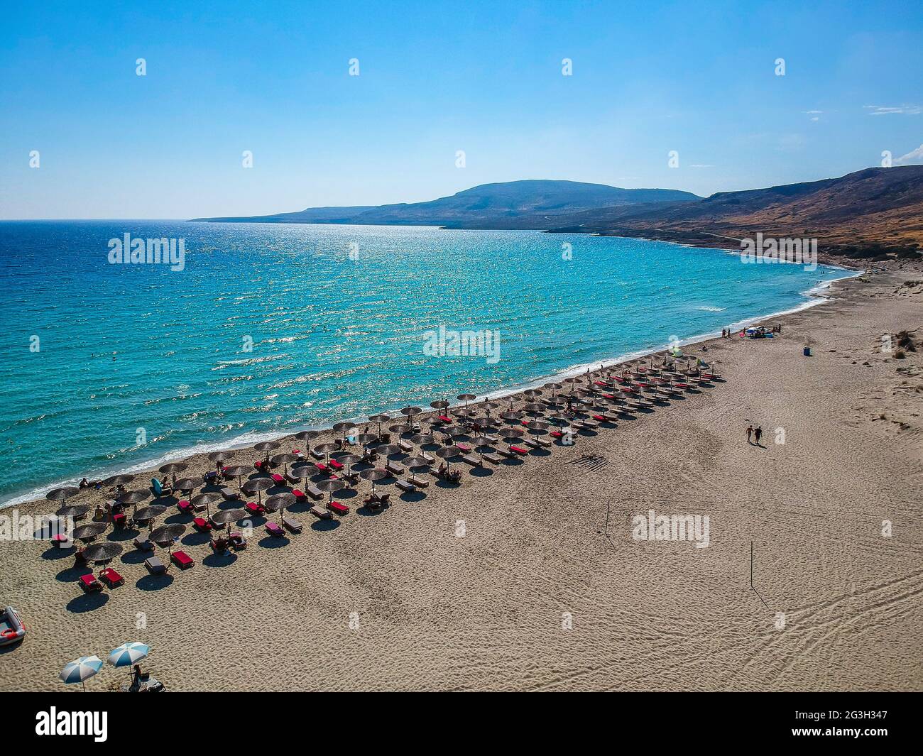 Aerial view of Simos beach in Elafonisos island in Greece. Elafonisos ...