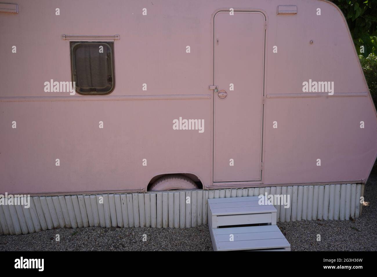 Small cabin with pink walls Stock Photo - Alamy