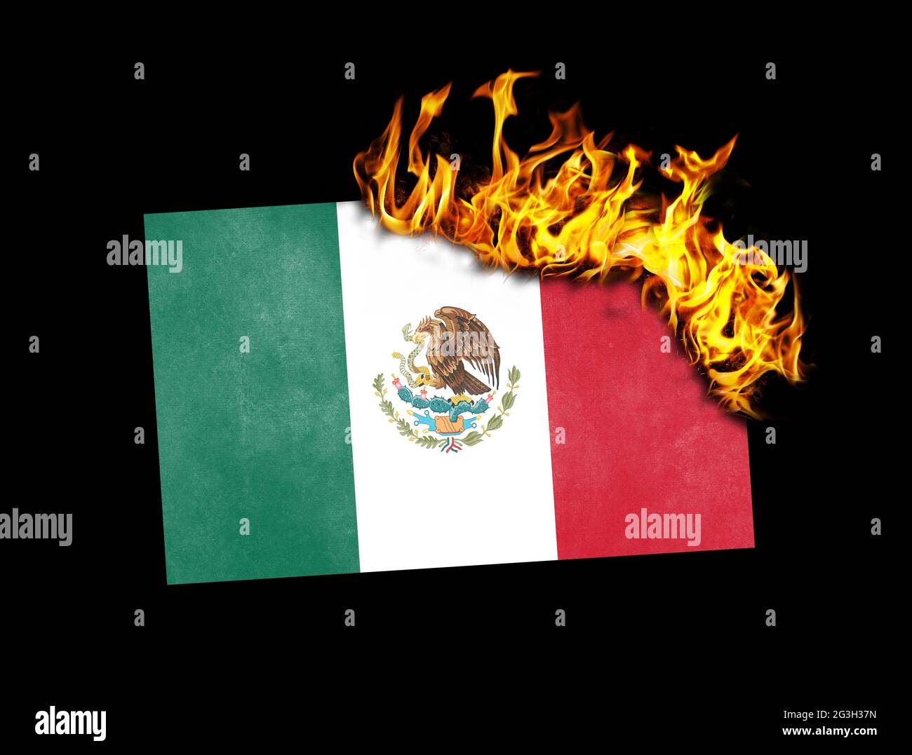 Flag burning - Mexico Stock Photo - Alamy