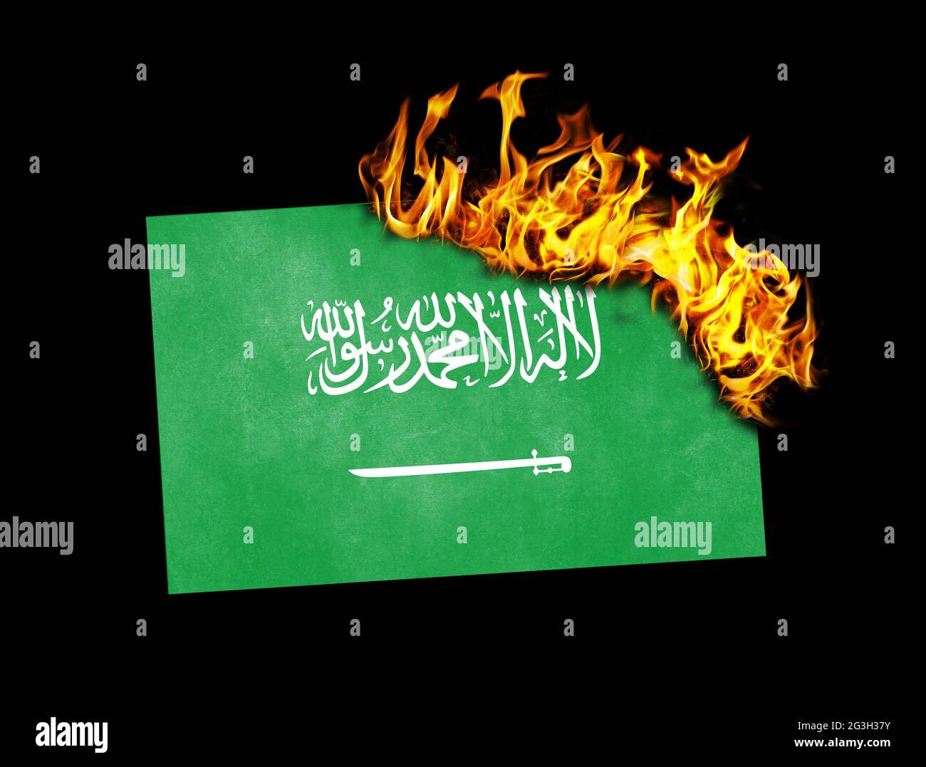 Saudi arabia flag burning hi-res stock photography and images - Alamy