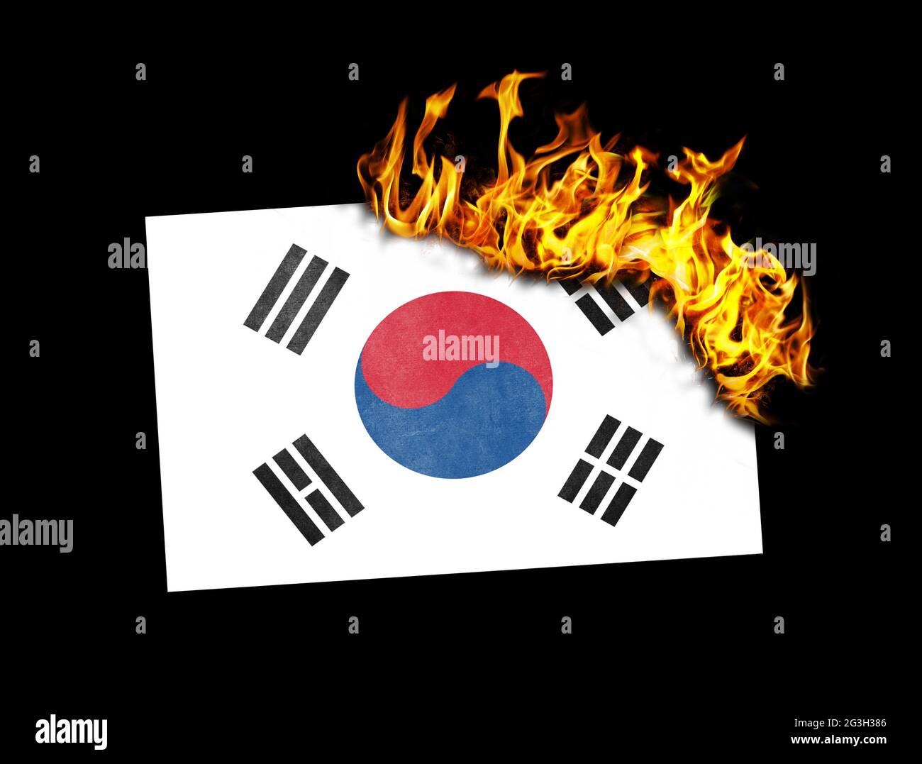 Korea national flag torn burned hi-res stock photography and images - Alamy