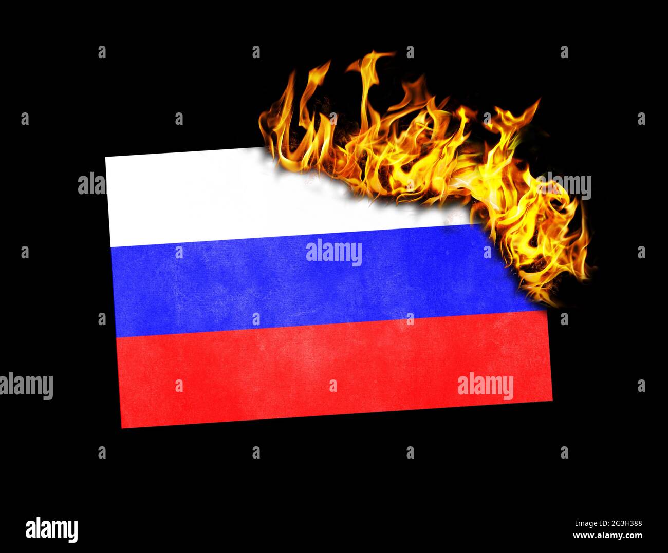 Burning russian flag hi-res stock photography and images - Alamy