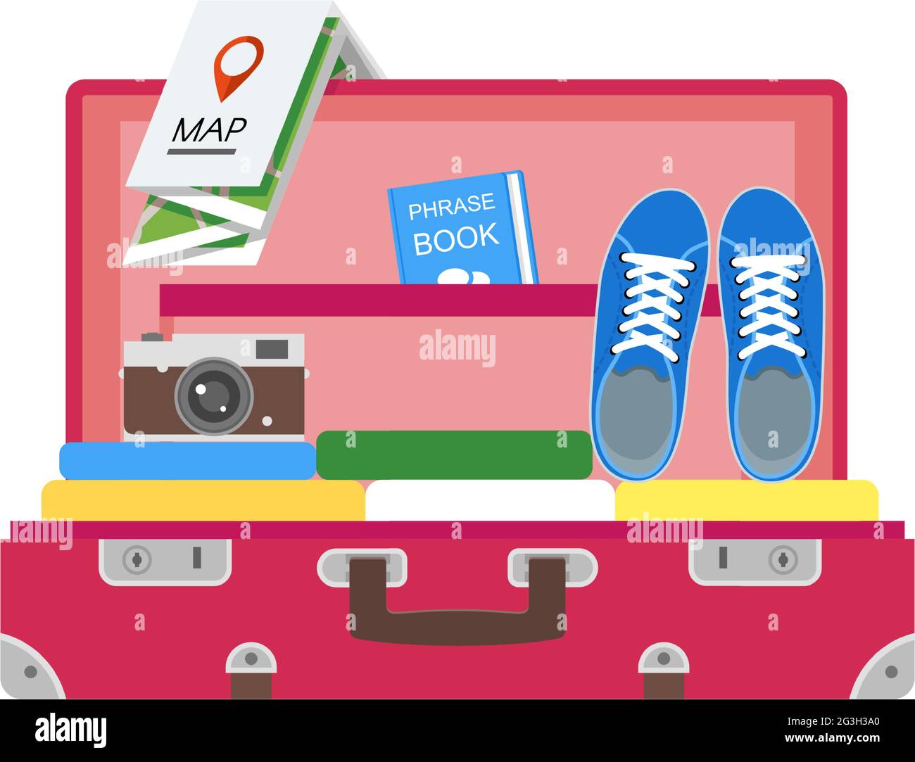 Open travel bag suitcase luggage vector on white Stock Vector Image ...