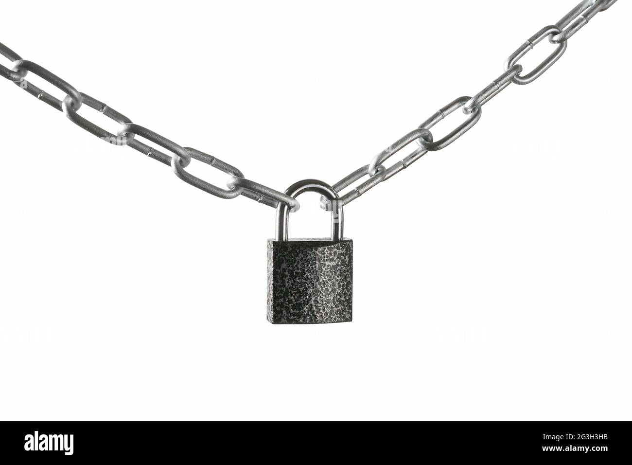 closeup on padlock locking the chain isolated on white background Stock ...