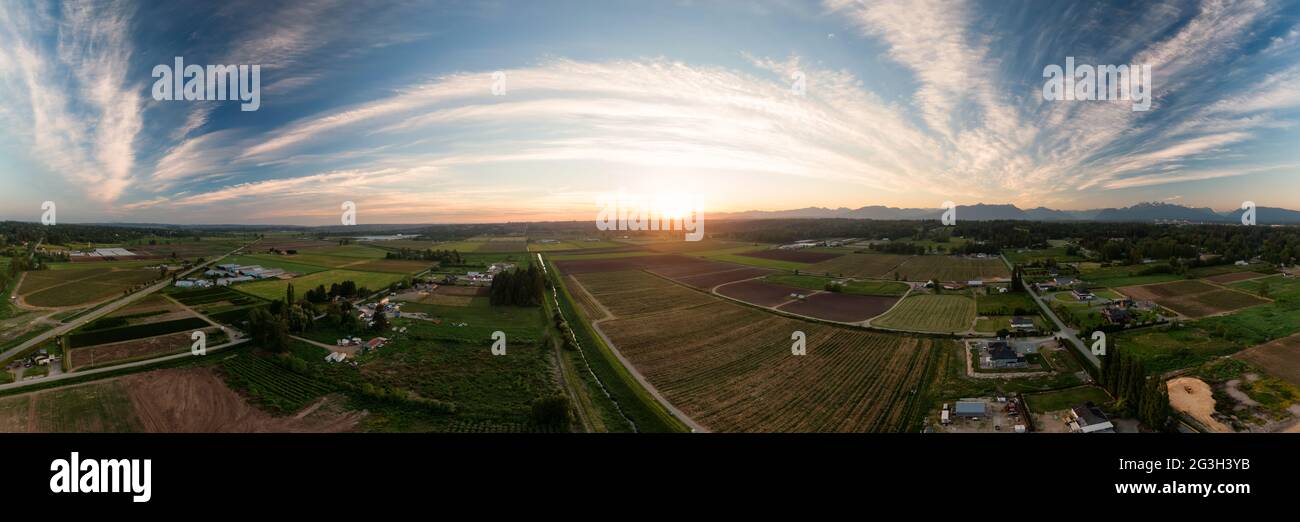 Aerial Panoramic View of Farm Fields in Fraser Valley Stock Photo - Alamy Aerial Panoramic View of Farm Fields in Fraser Valley Stock Photo - Alamy