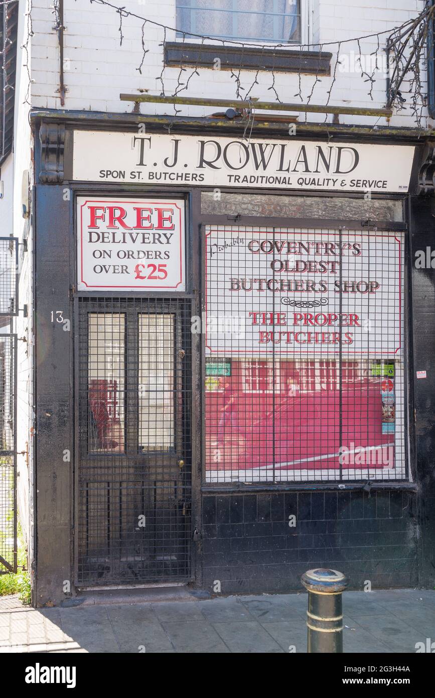 T J Rowland, the oldest butchers in Coventry in historic Spon Street in ...