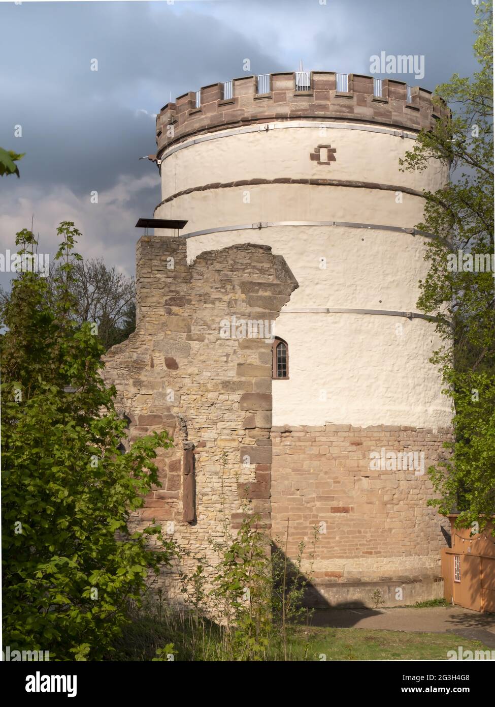Tower and mansion of a german castle ruin Stock Photo - Alamy