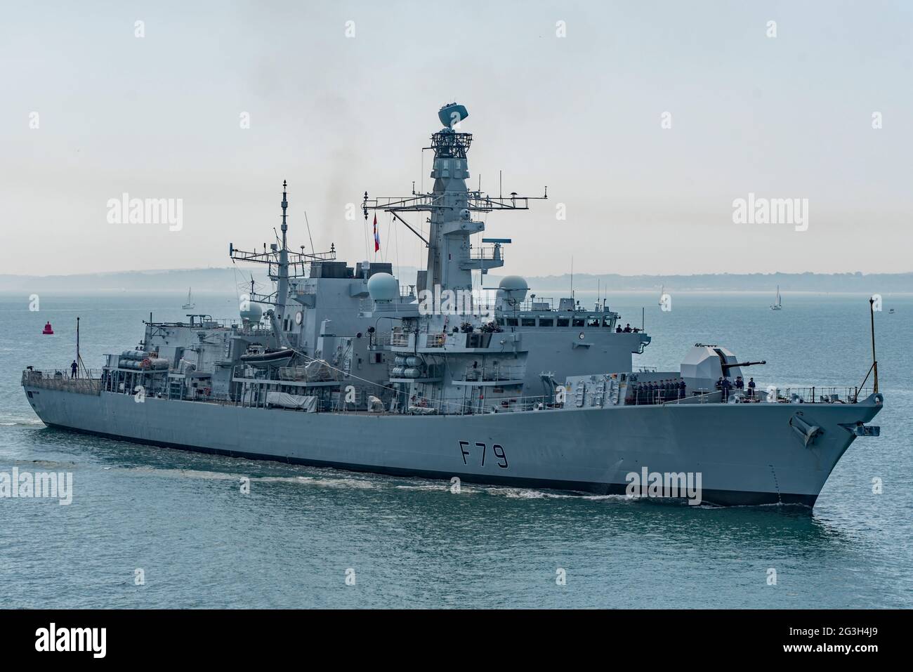 The Royal Navy Type 23 frigate HMS Portland (F79) arrived at Portsmouth ...