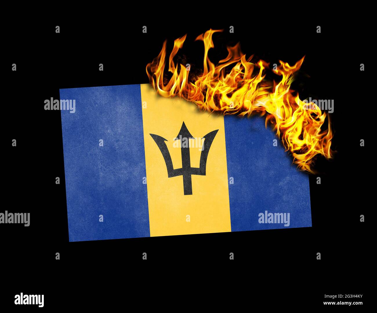 Flag burning - Barbados Stock Photo - Alamy