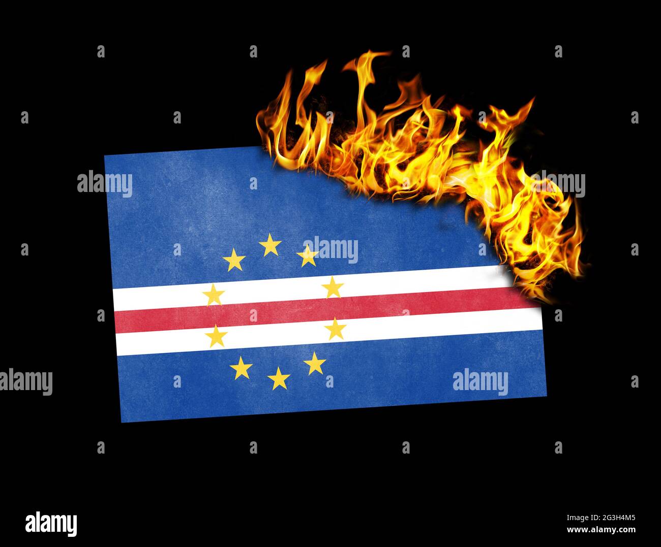 Flag burning - Cape Verde Stock Photo - Alamy