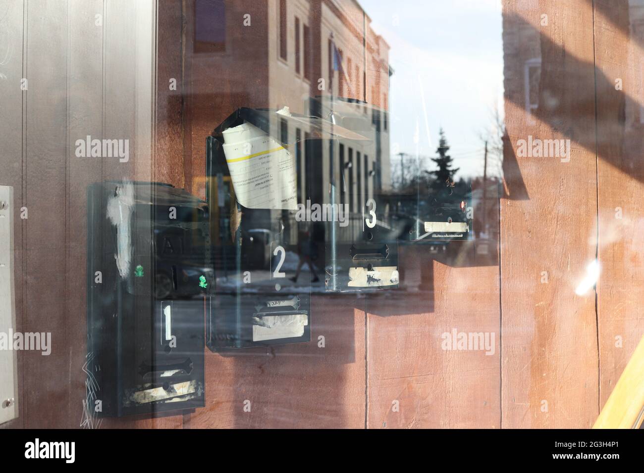 Post Box Mail Inside Through The Glass Newspaper Reflection of Oakville ...