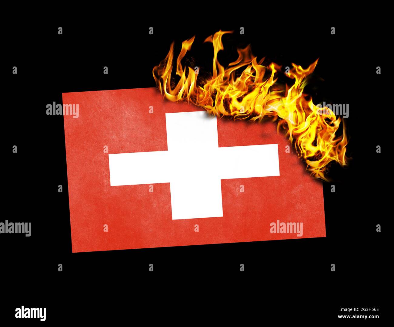 Flag burning - Switzerland Stock Photo - Alamy