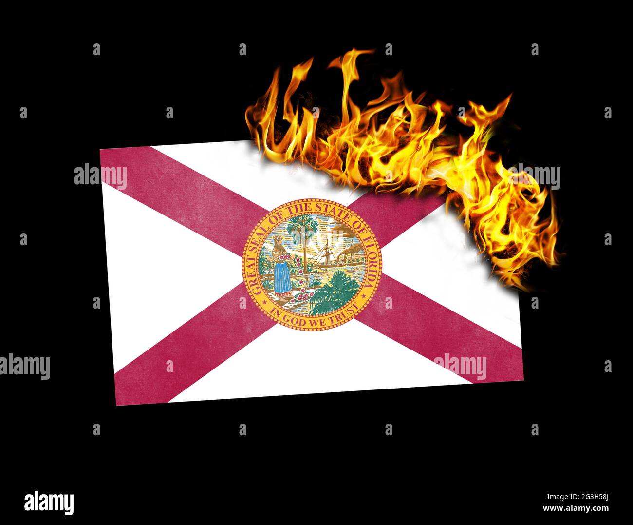 Flag burning - Florida Stock Photo - Alamy