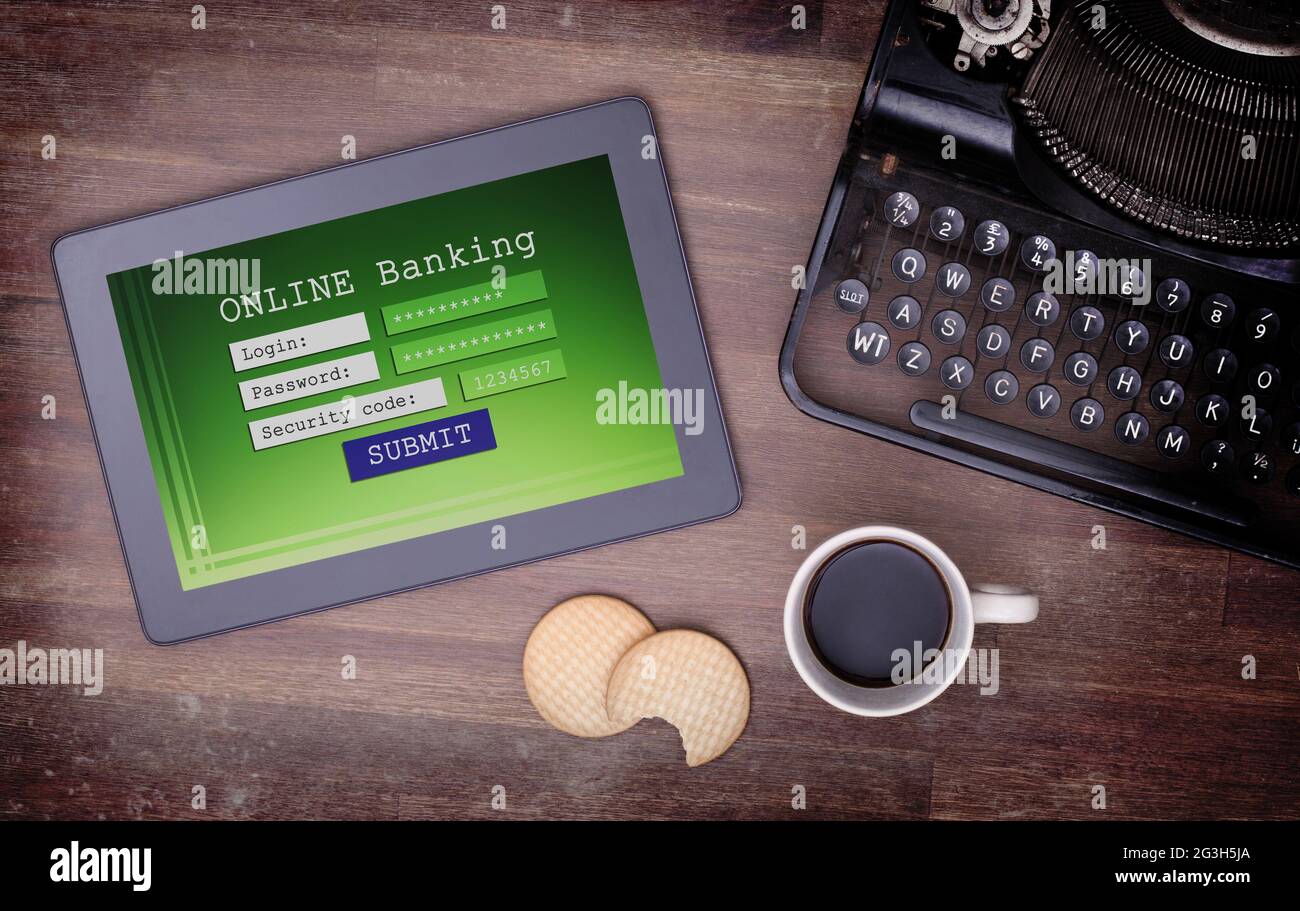Online banking on a tablet Stock Photo - Alamy