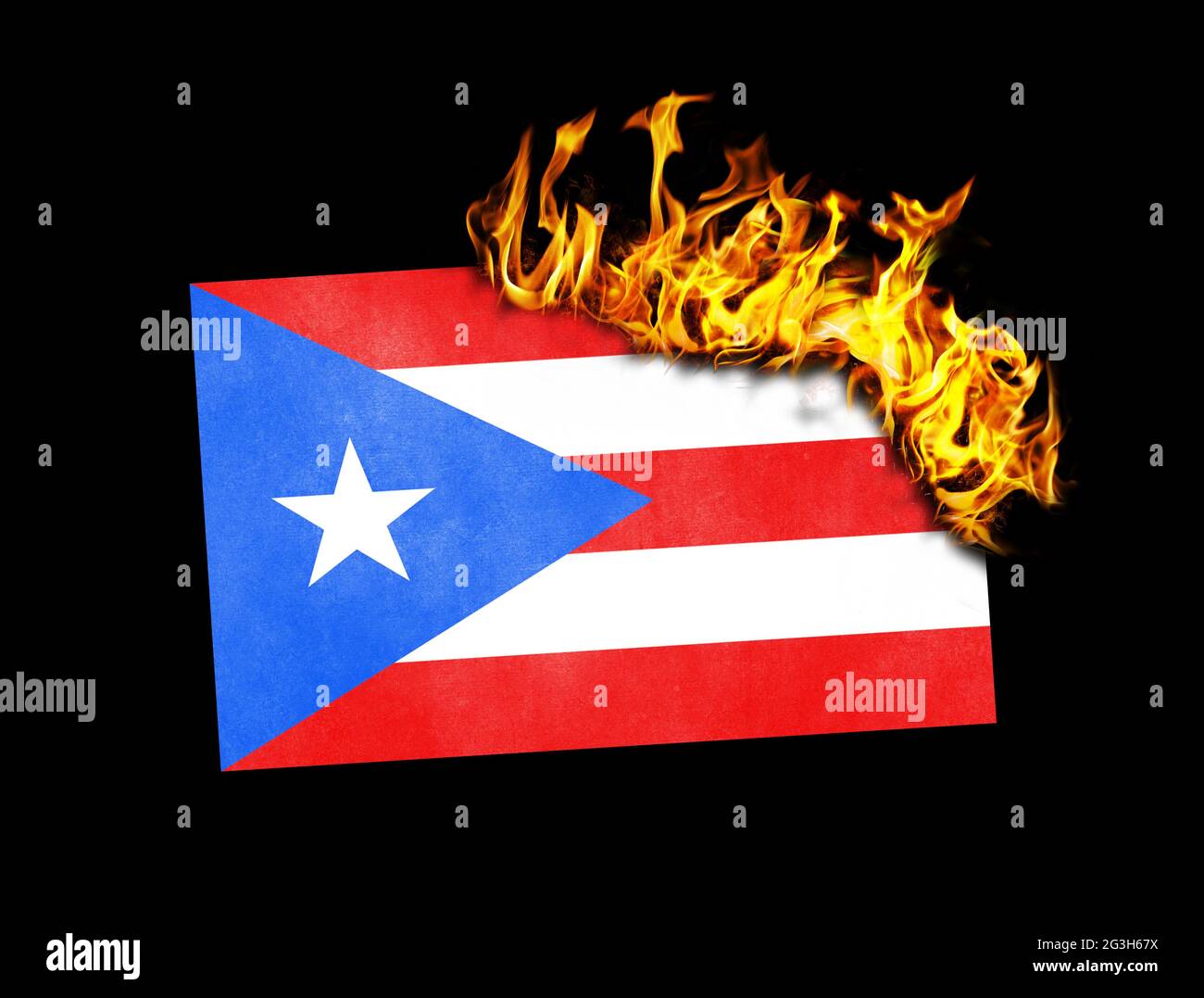 Flag burning - Puerto Rico Stock Photo - Alamy
