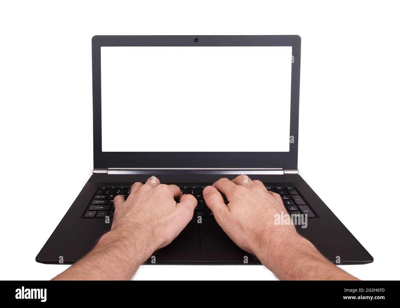 Hand on laptop Stock Photo - Alamy