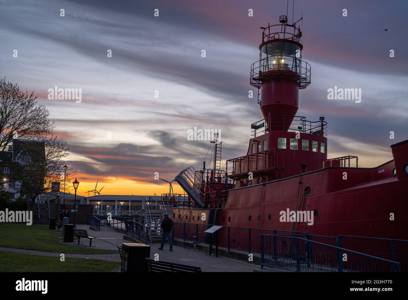 Lightship LV21 a floating art centre moored on the Thames at St Andrews ...