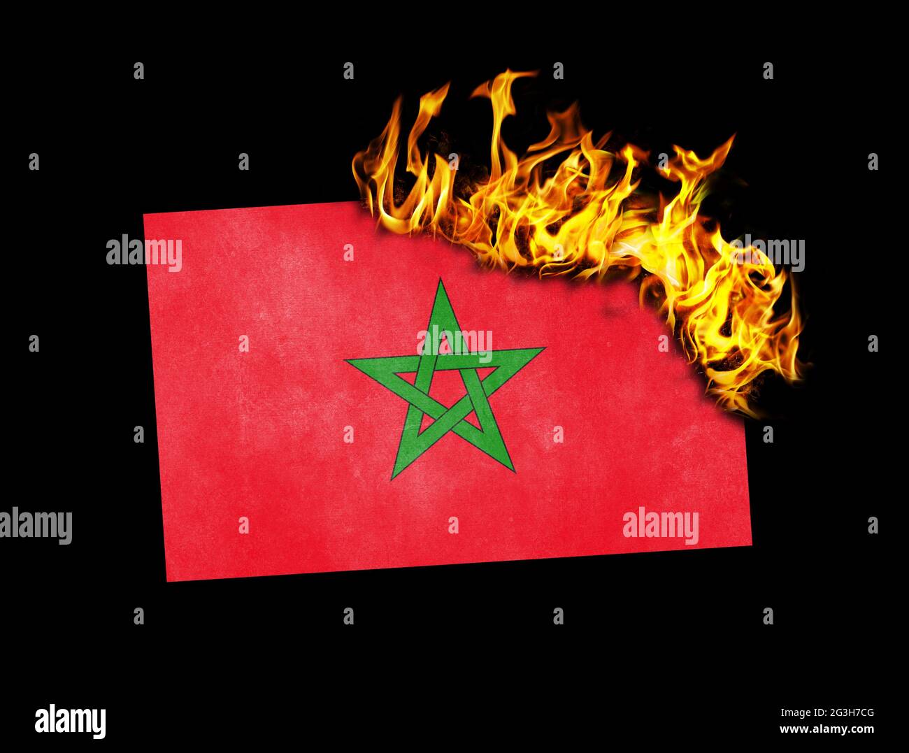 Flag burning - Morocco Stock Photo - Alamy