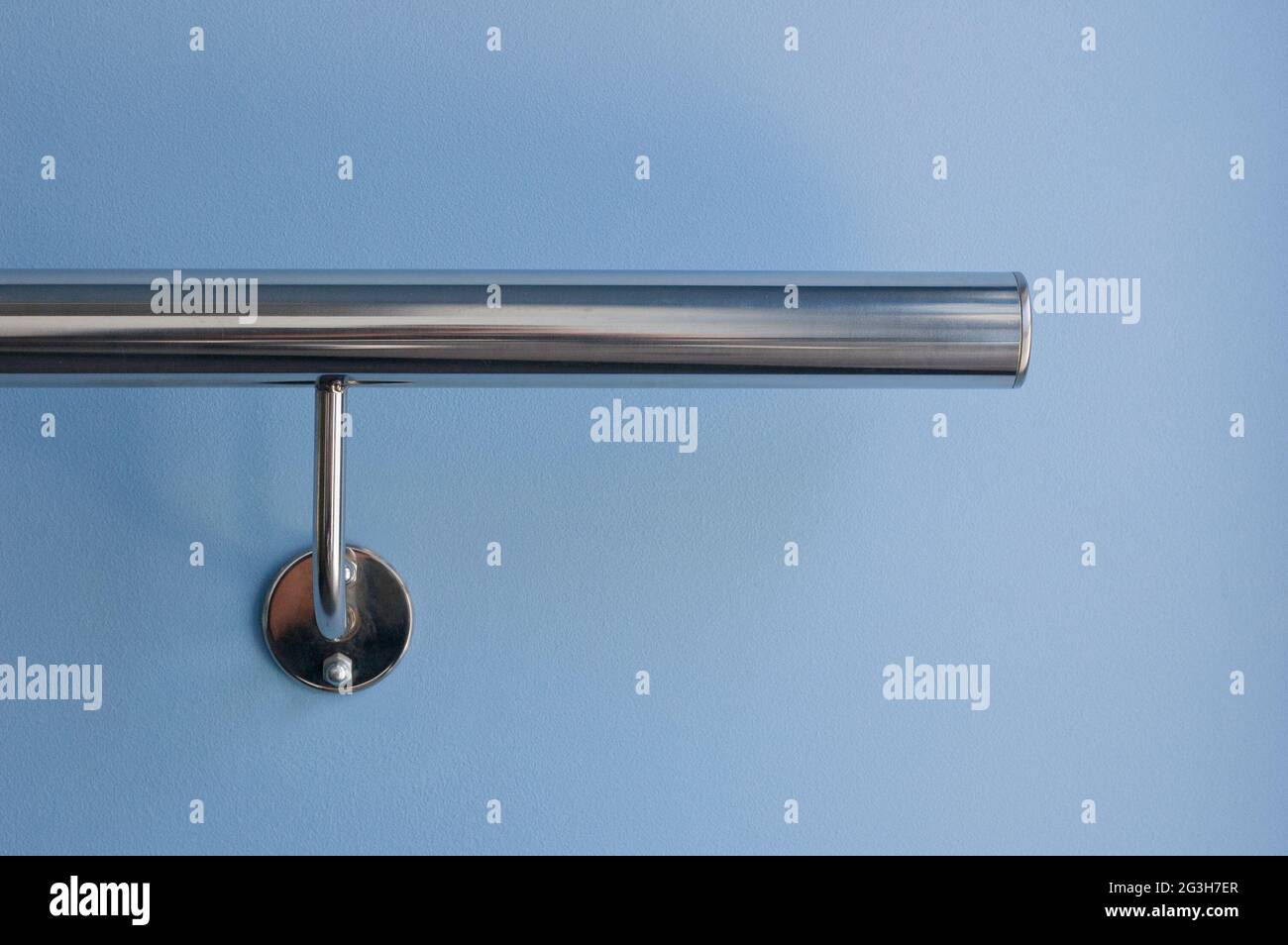 Staircase with chromed railing architecture detail Stock Photo - Alamy