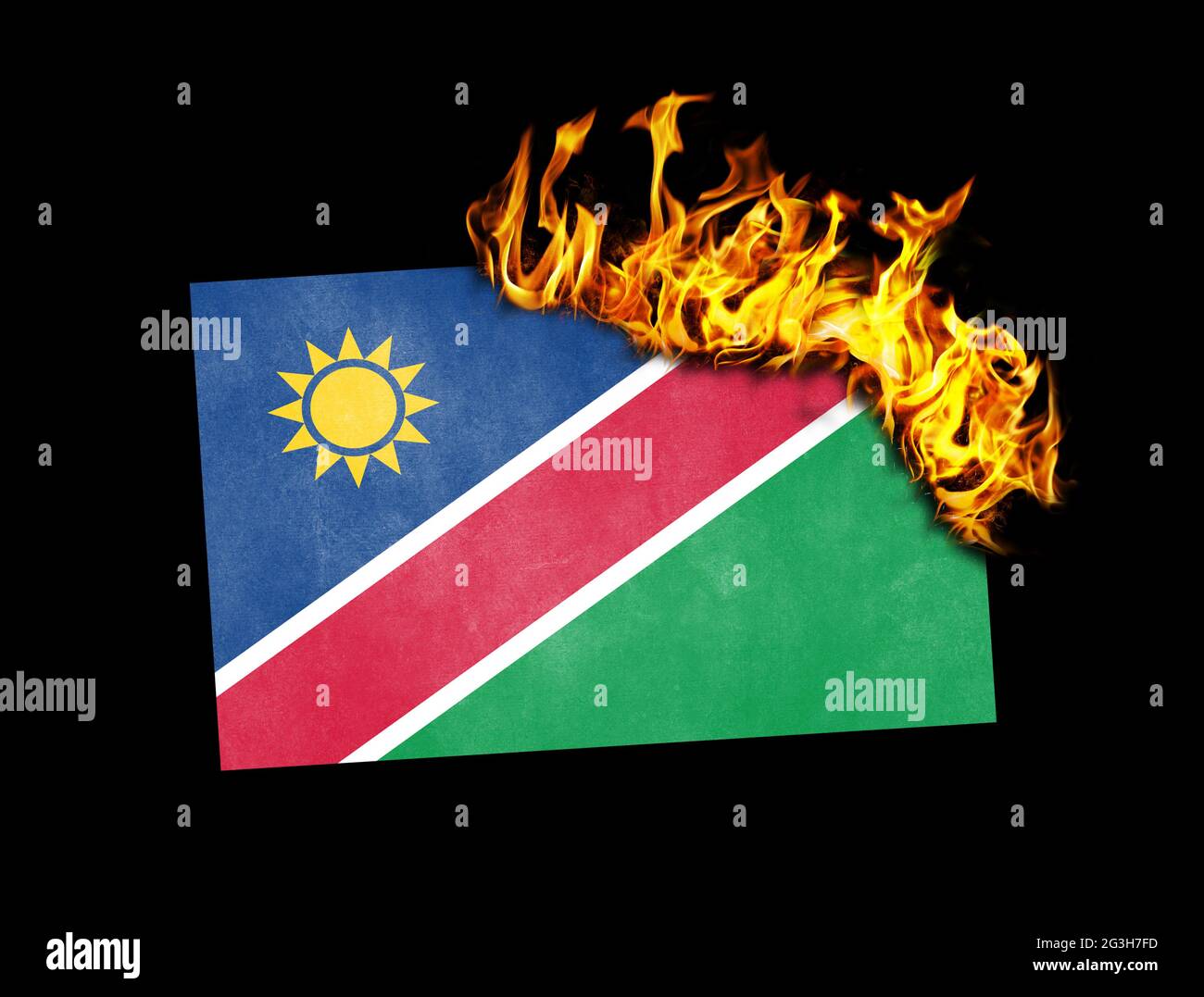 Flag burning - Namibia Stock Photo - Alamy