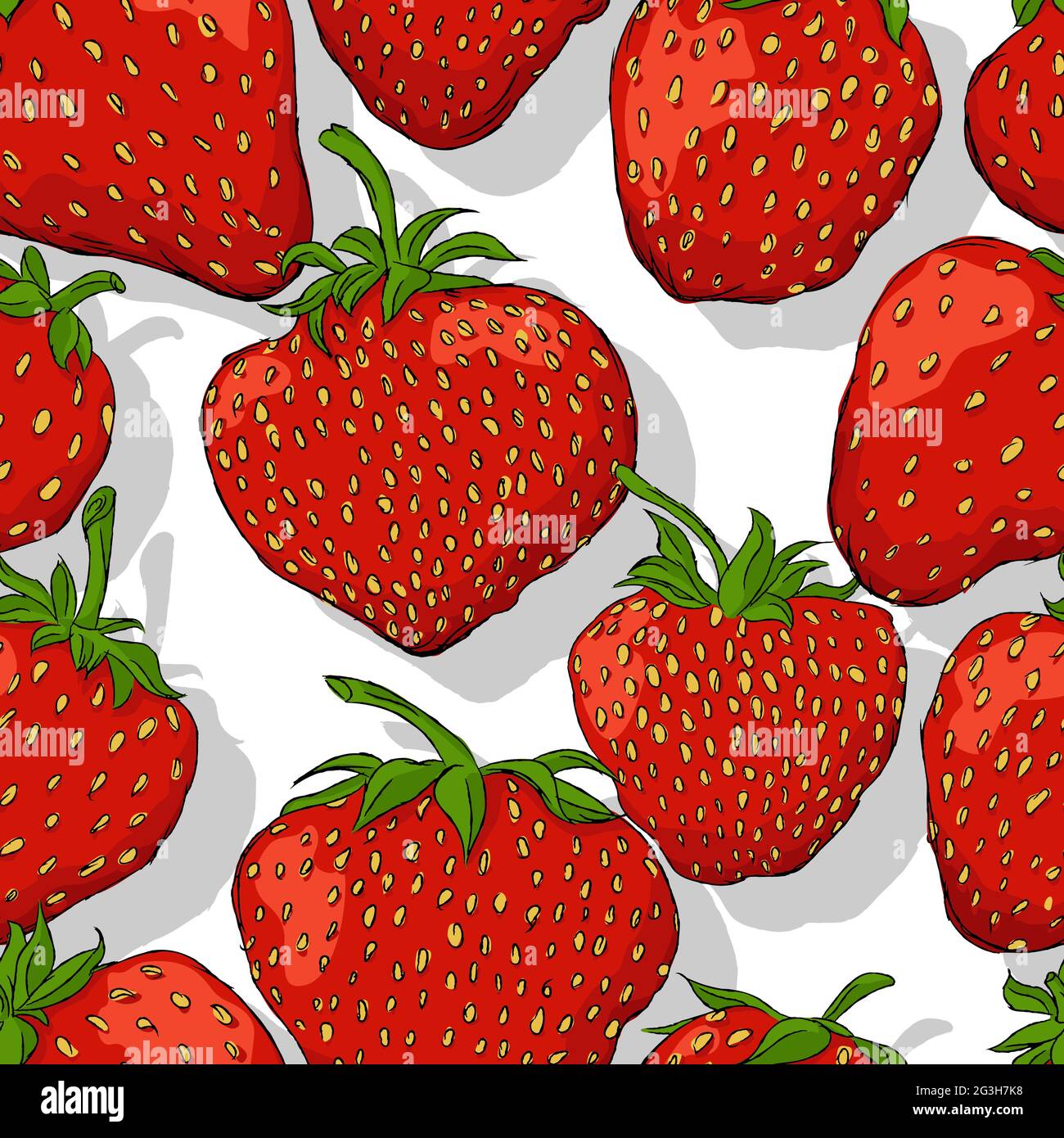 Strawberries repeating pattern, editable vector template Stock Vector ...