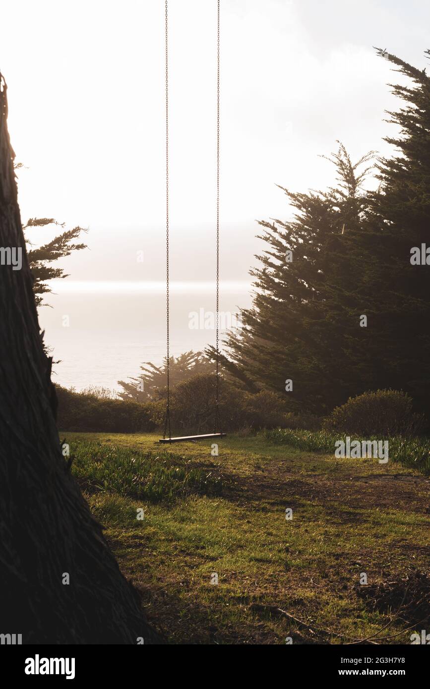 Swing Overlooking the Ocean Stock Photo - Alamy