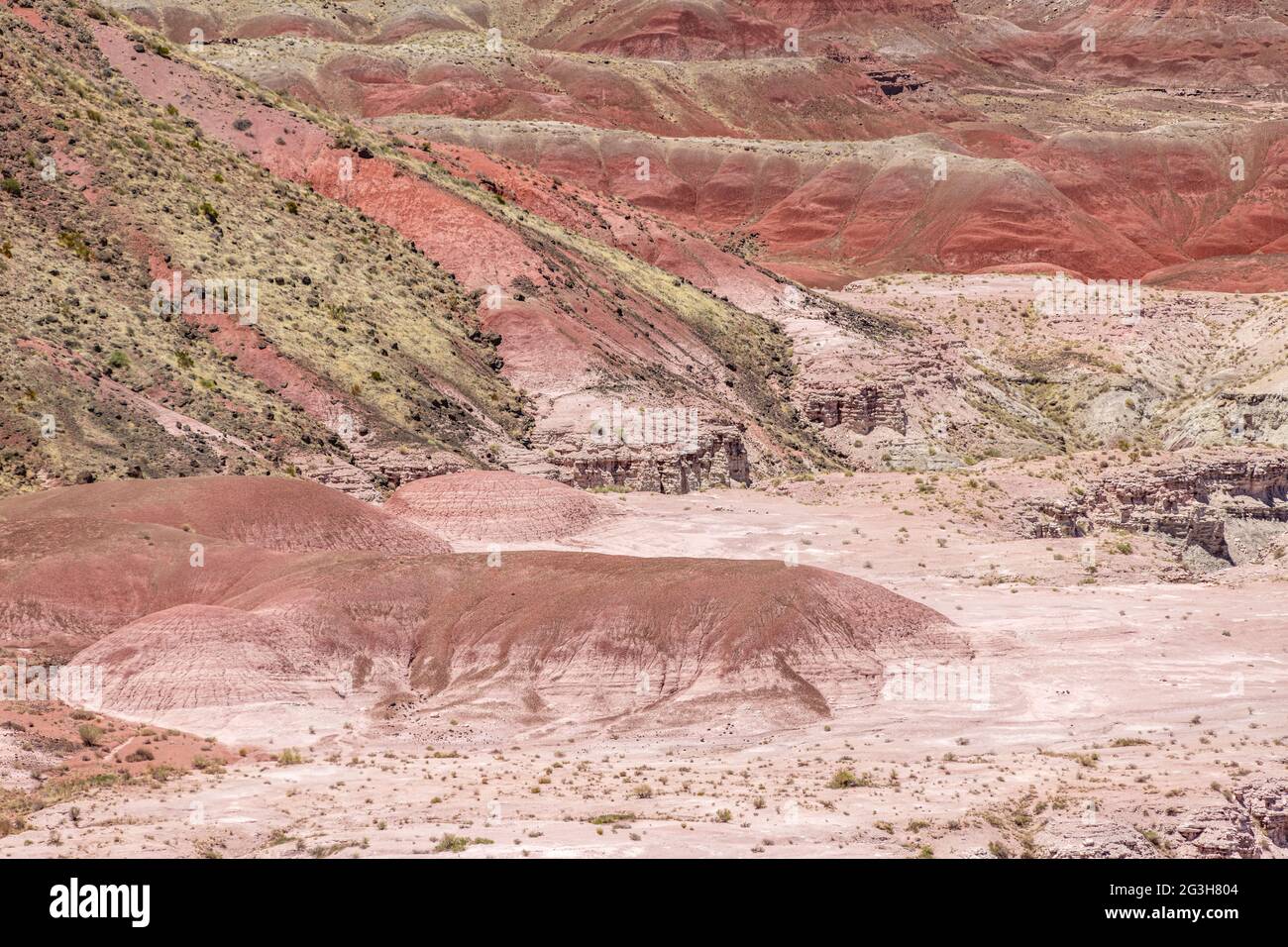 Panoramic view of the Painted Desert National Park mountains shows the ...