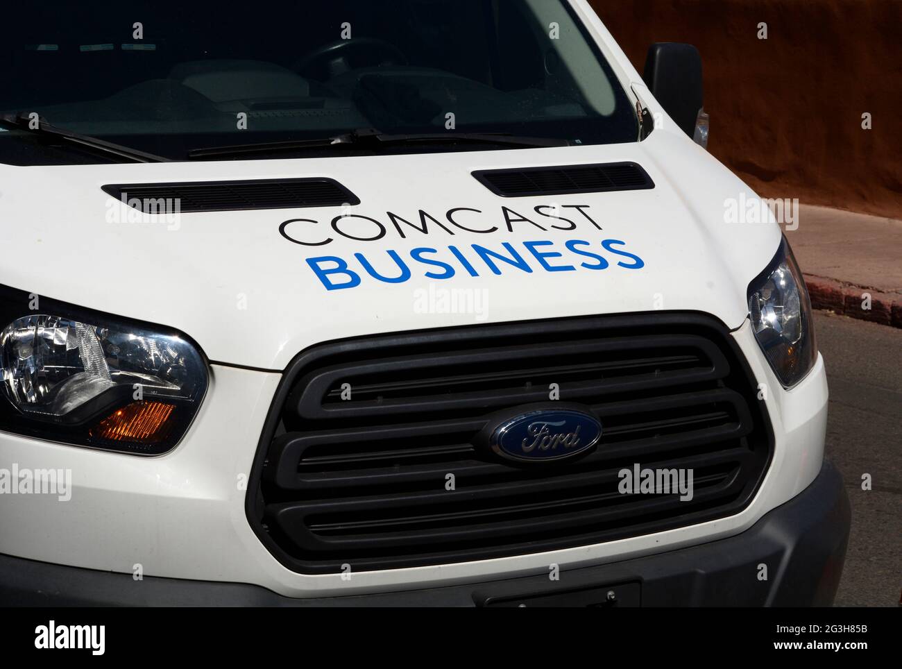 A Comcast Business van services a customer in Santa Fe, New Mexico ...