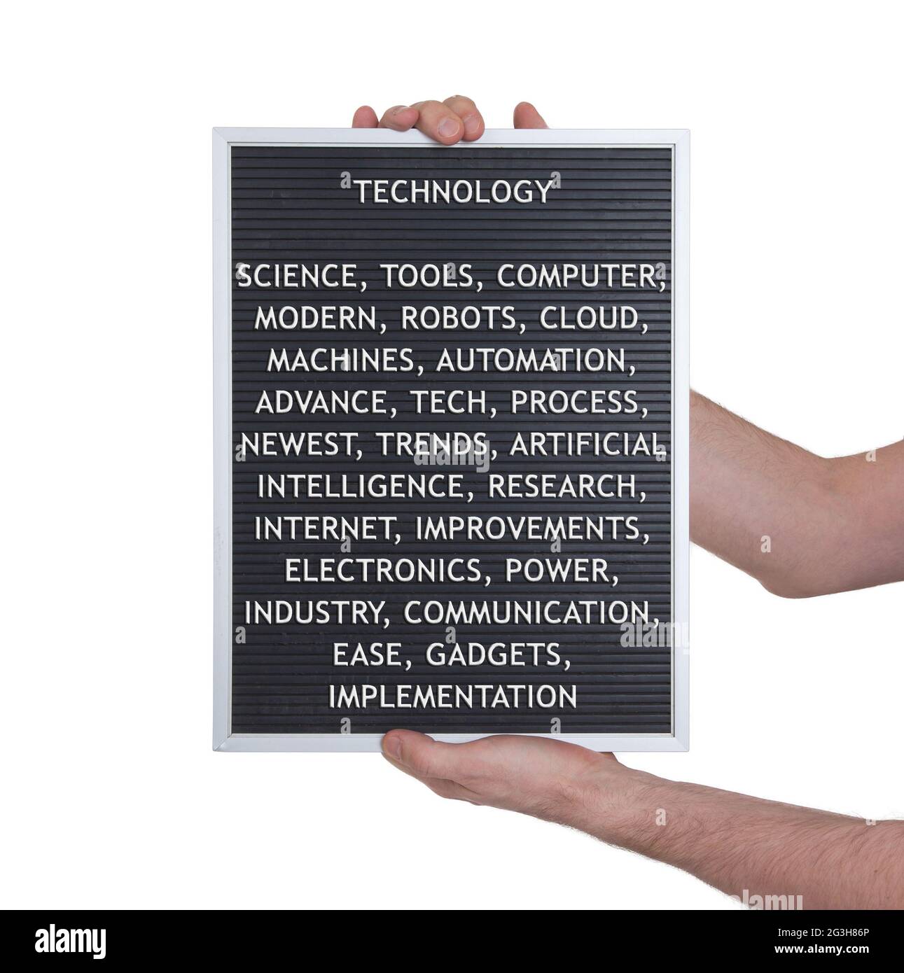 Technology concept in plastic letters on very old menu board Stock ...